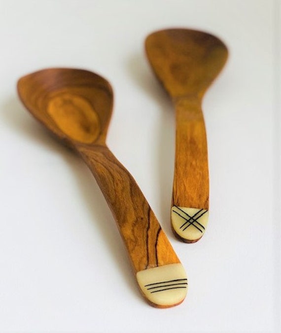 Cultured Serving Spoon Kenyan Wild Olive Wood Dyed African Cow - Etsy