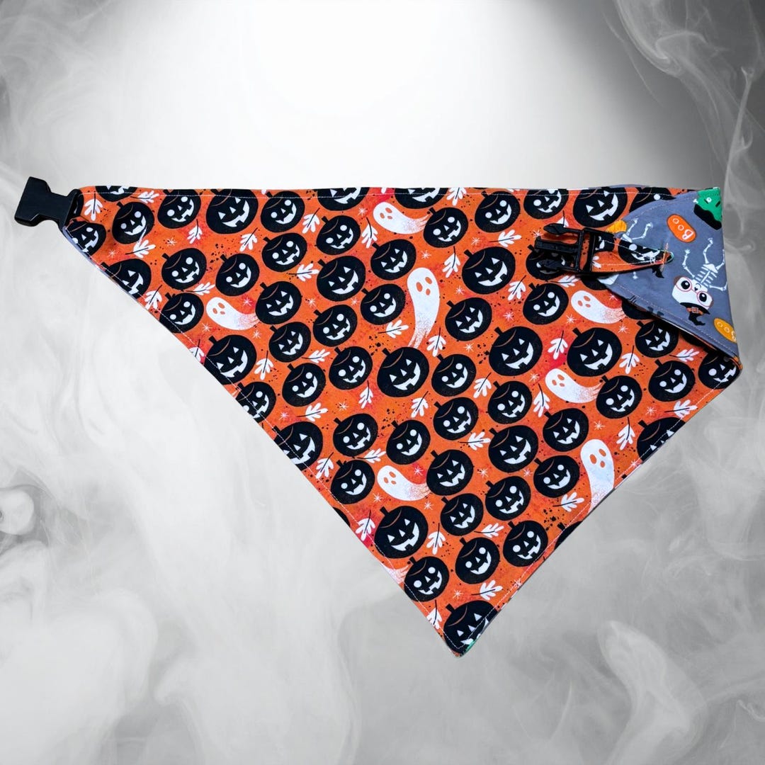 Monster Mash - Reversible Halloween Bandana With Buckle for Pets - Etsy