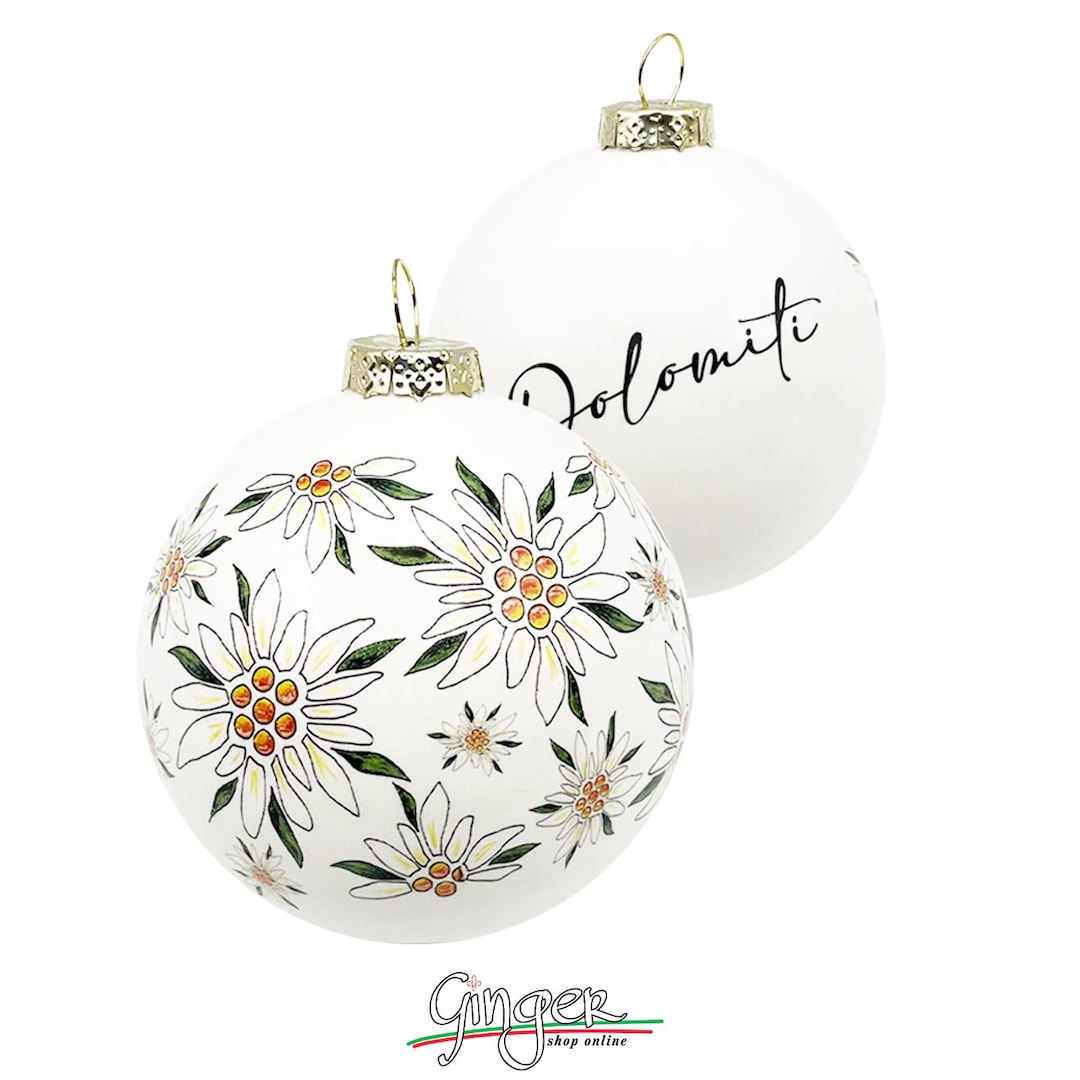 Ceramic Christmas Ball - the Edelweiss, Symbol of the Dolomites ...