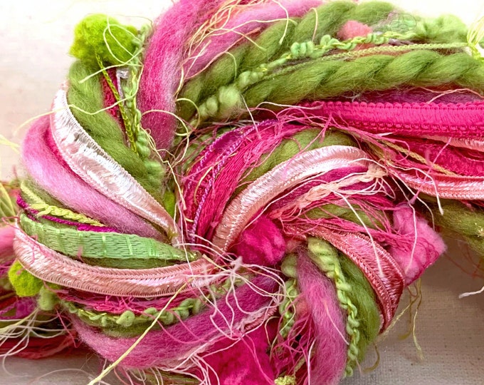 Strawberry Kiwi • 2yd X 12 Novelty Art Yarn Fiber Samples Bundle ...