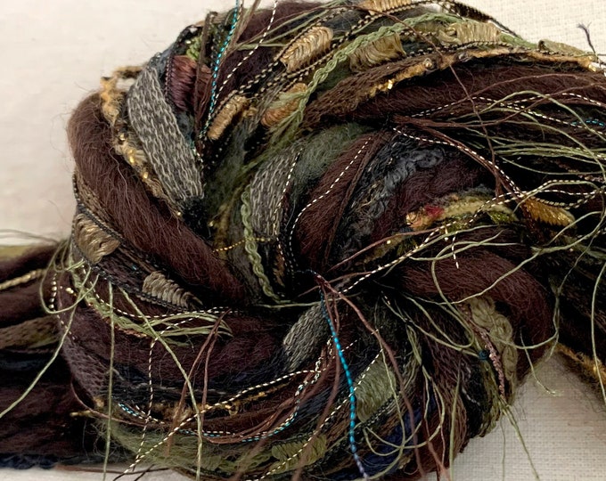 Ancient Woodland • 2yd X 14 Novelty Art Yarn/fiber Samples • Weaving ...