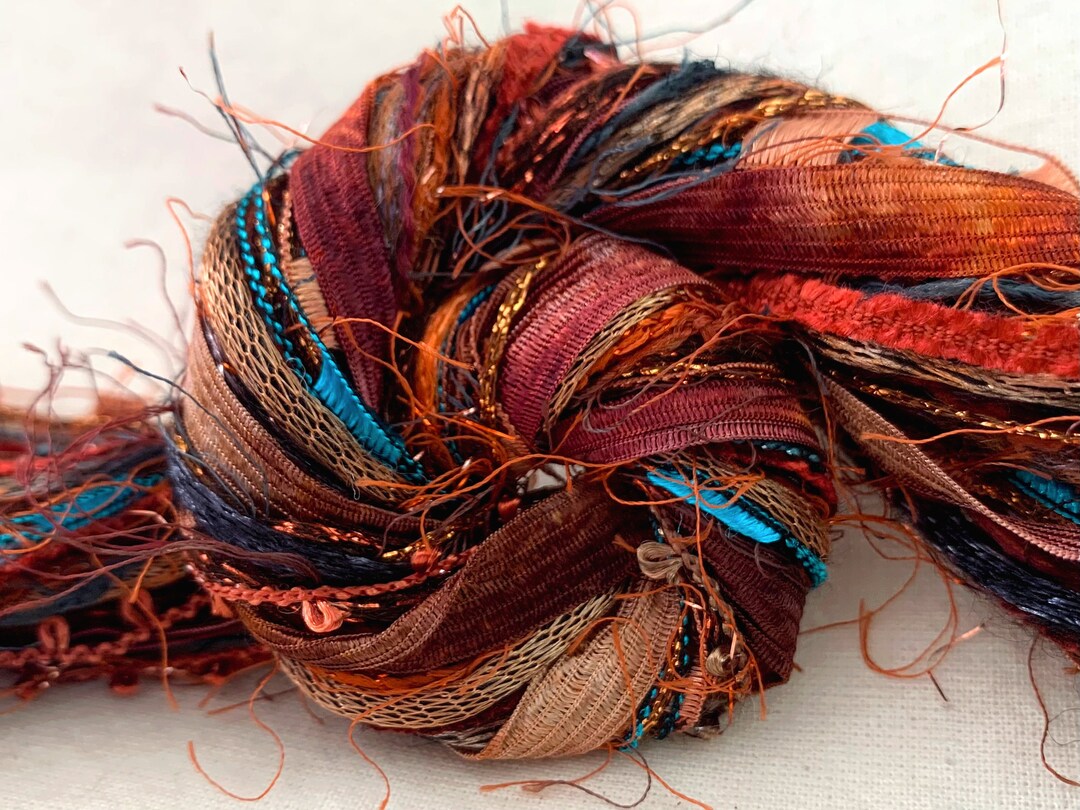 Copper Patina • 2yd X 13 Novelty Art Yarn/fiber Samples Bundle • Junk ...