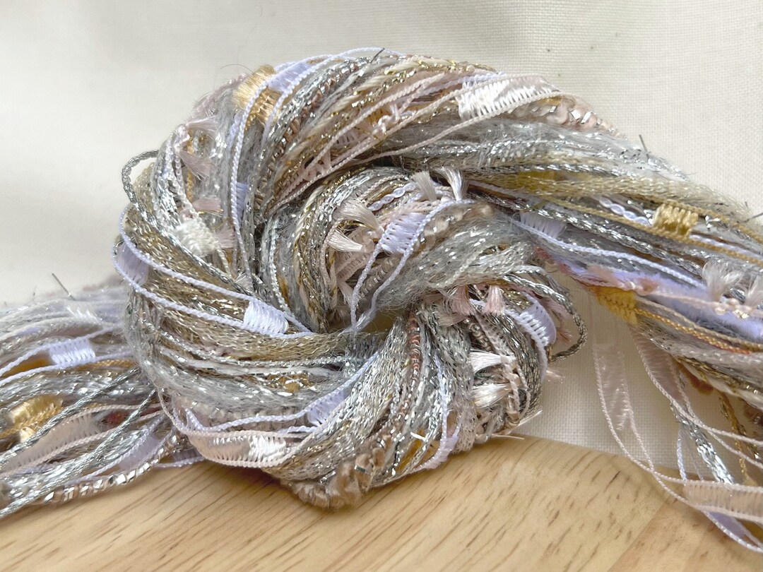 Champagne Toast 2yd X 15 VERY THIN Novelty Yarn Fiber Samples Bundle ...