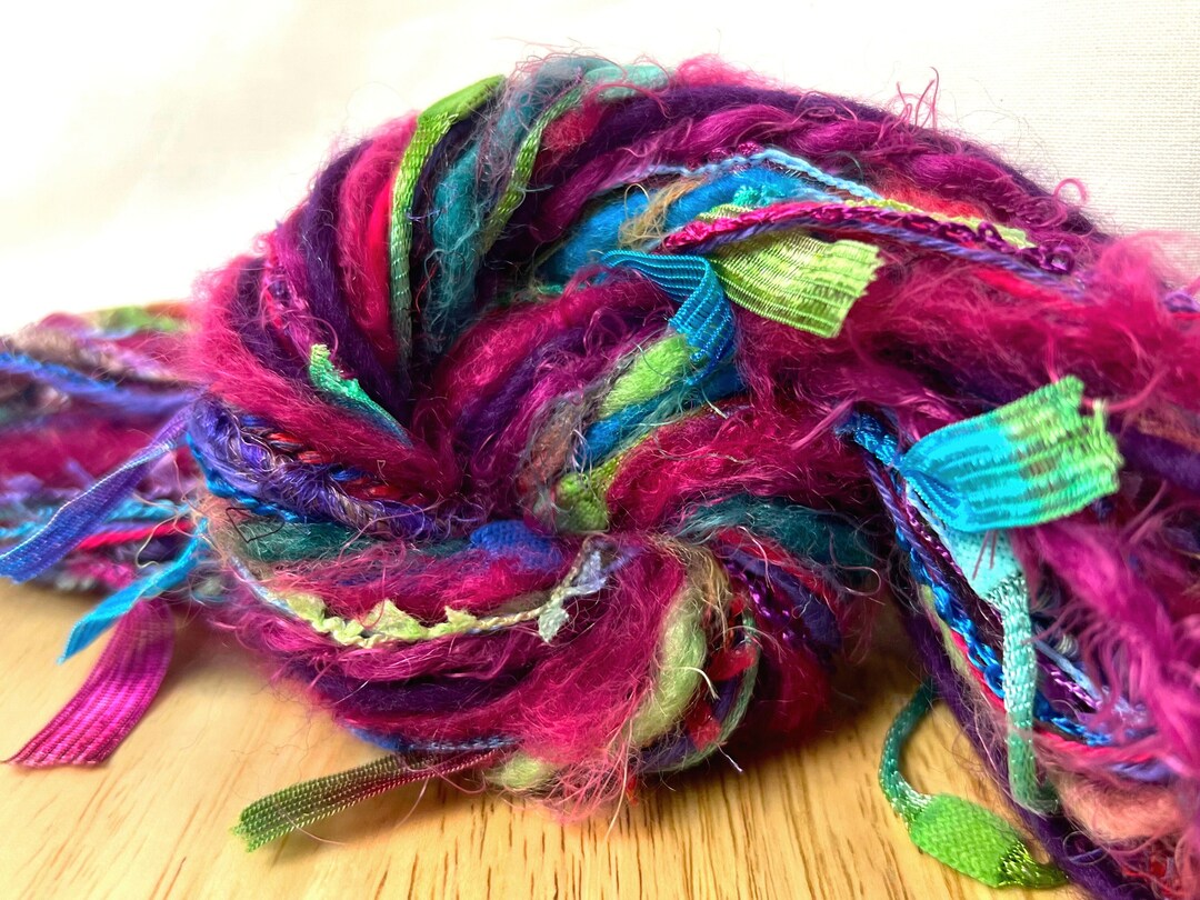 Rainforest Blooms • 2yd X 11 Novelty Art Yarn Fiber Samples Bundle ...