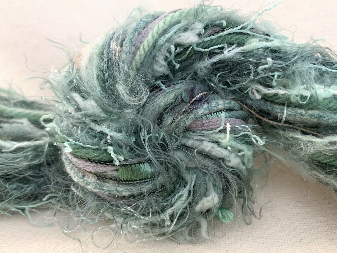 Eucalyptus • 2yd X 13 Novelty Art Yarn Fiber Samples Bundle • Textile ...