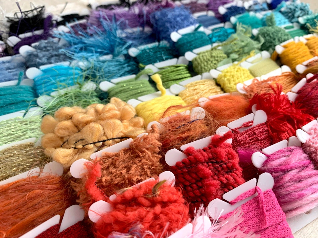 Mega Rainbow Novelty Yarn Grab Bag • 100 2-yard Fiber Yarn Samples ...