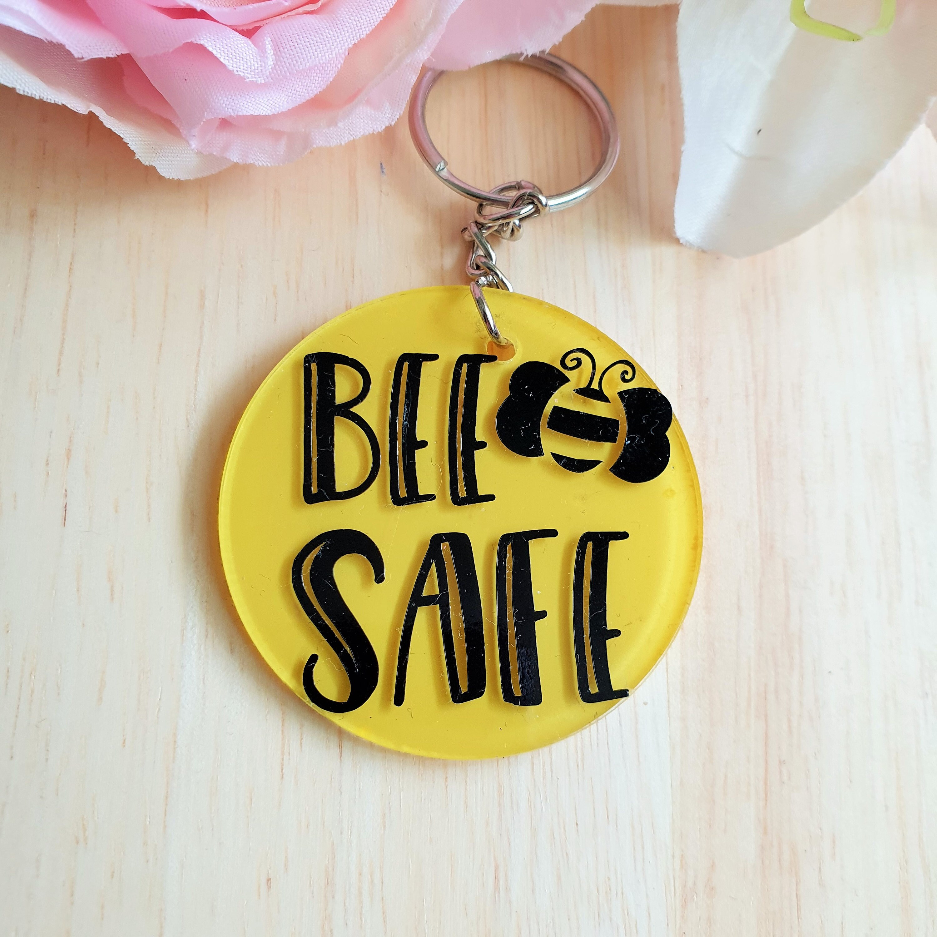Bee Safe Acrylic Key Ring Bee Safe Acrylic Key Chain Bee | Etsy