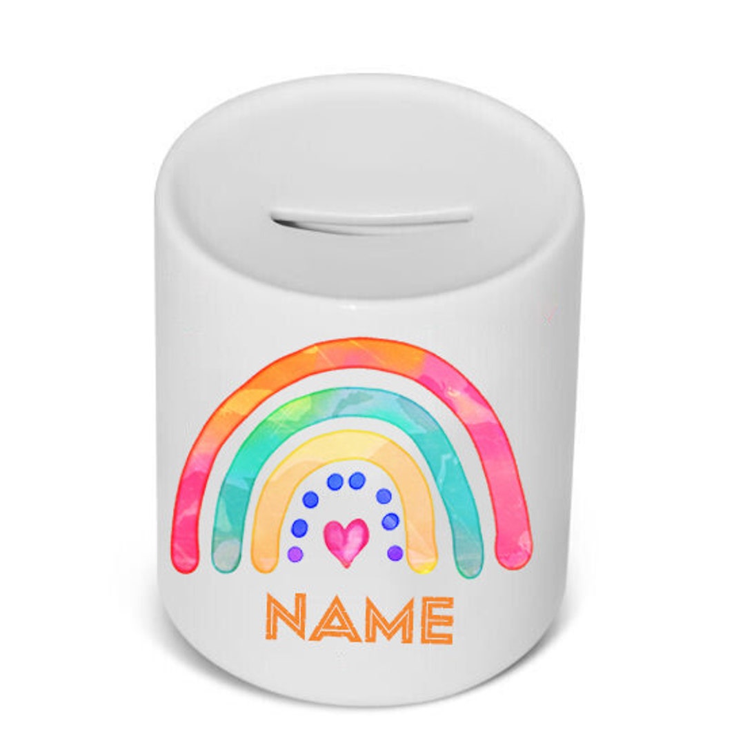 Cute Rainbow Money Box, Piggy Bank, Personalised Coin Jar, Rainbow Gift ...