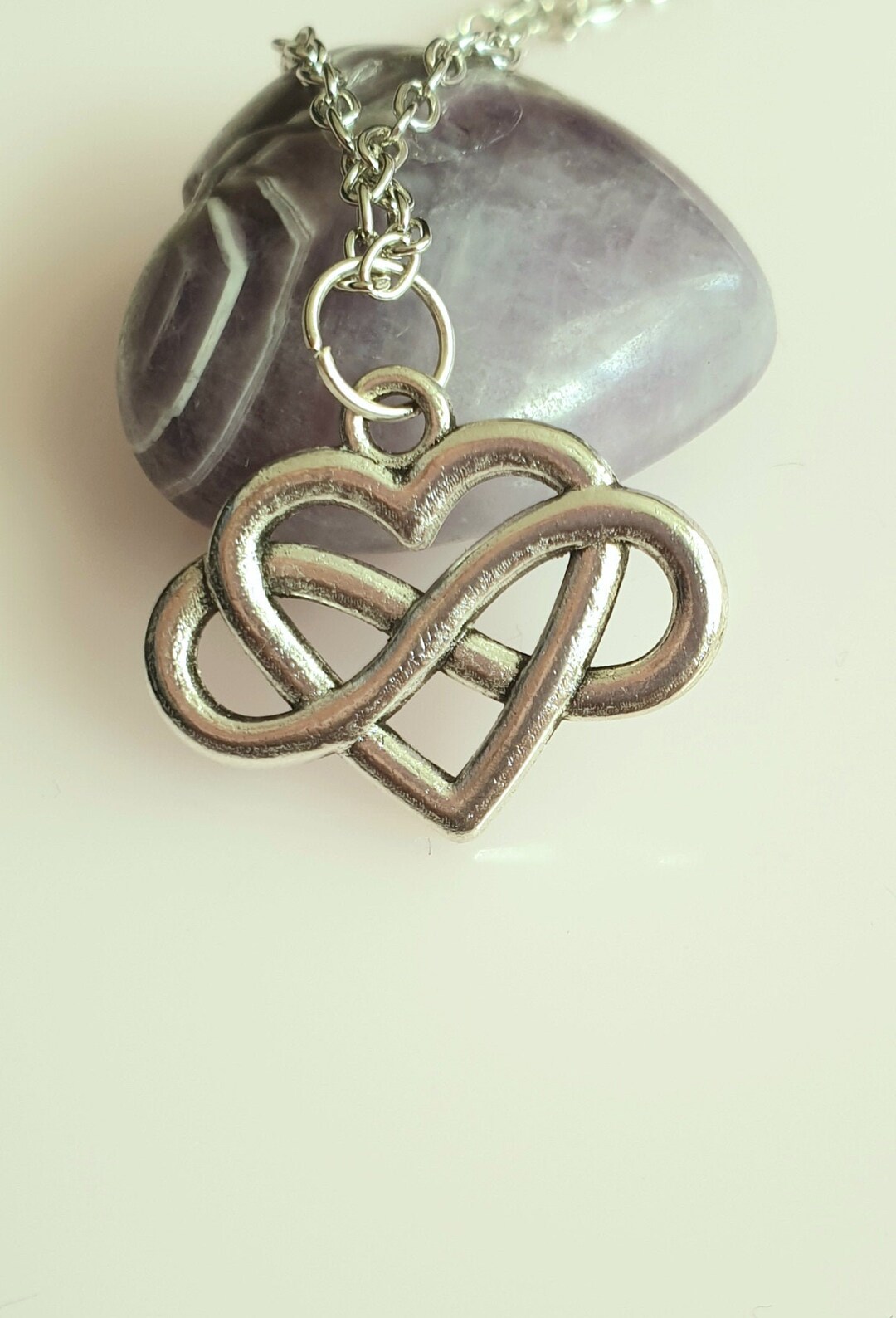 Silver Infinity Heart Necklace, Gothic Heart and Infinity Love Symbol ...