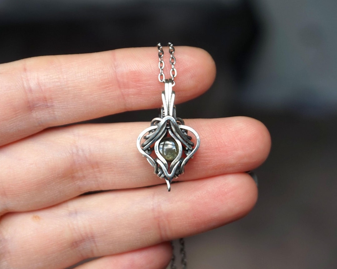 Black Star Sapphire Mini | .925 Sterling Silver Pendant - Wire Wrapped Crystal Necklace ...