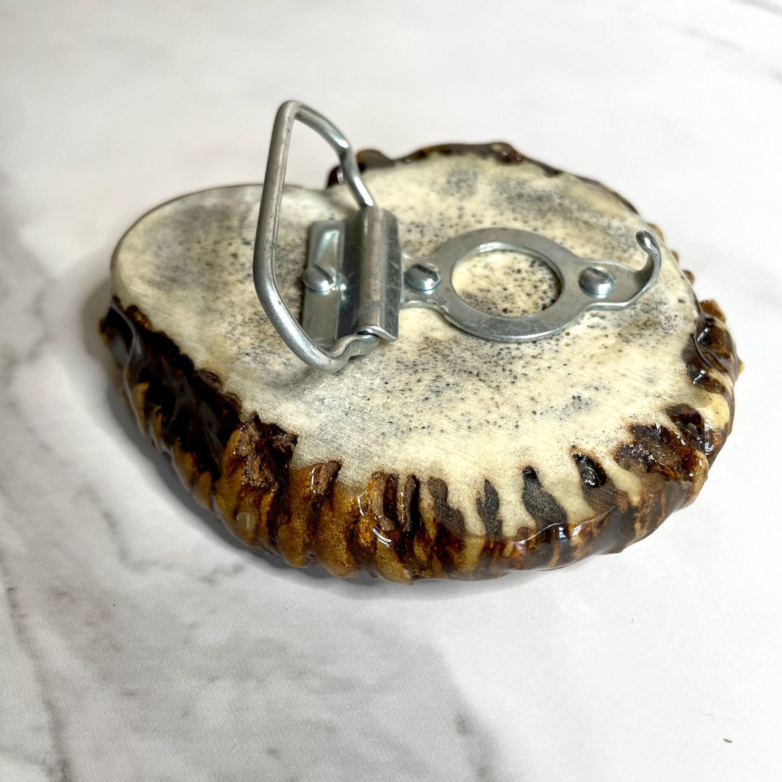 Hand Painted Vintage Antler Burr Belt Buckle / Large Elk Design, Man's ...