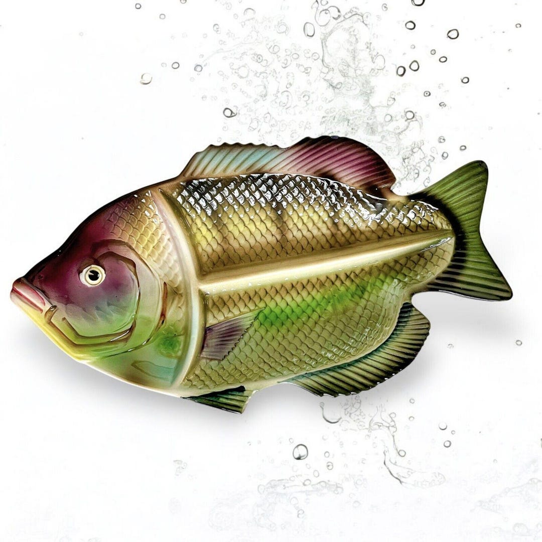 Vintage Realistic Japan Fish Platter / Hand-painted Ceramic Bass Fish ...