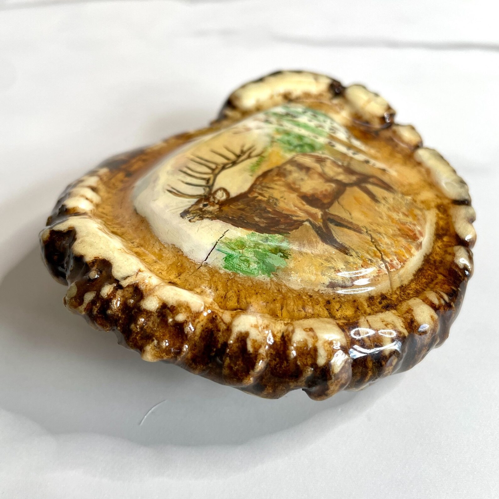 Hand Painted Vintage Antler Burr Belt Buckle / Large Elk Design, Man's ...