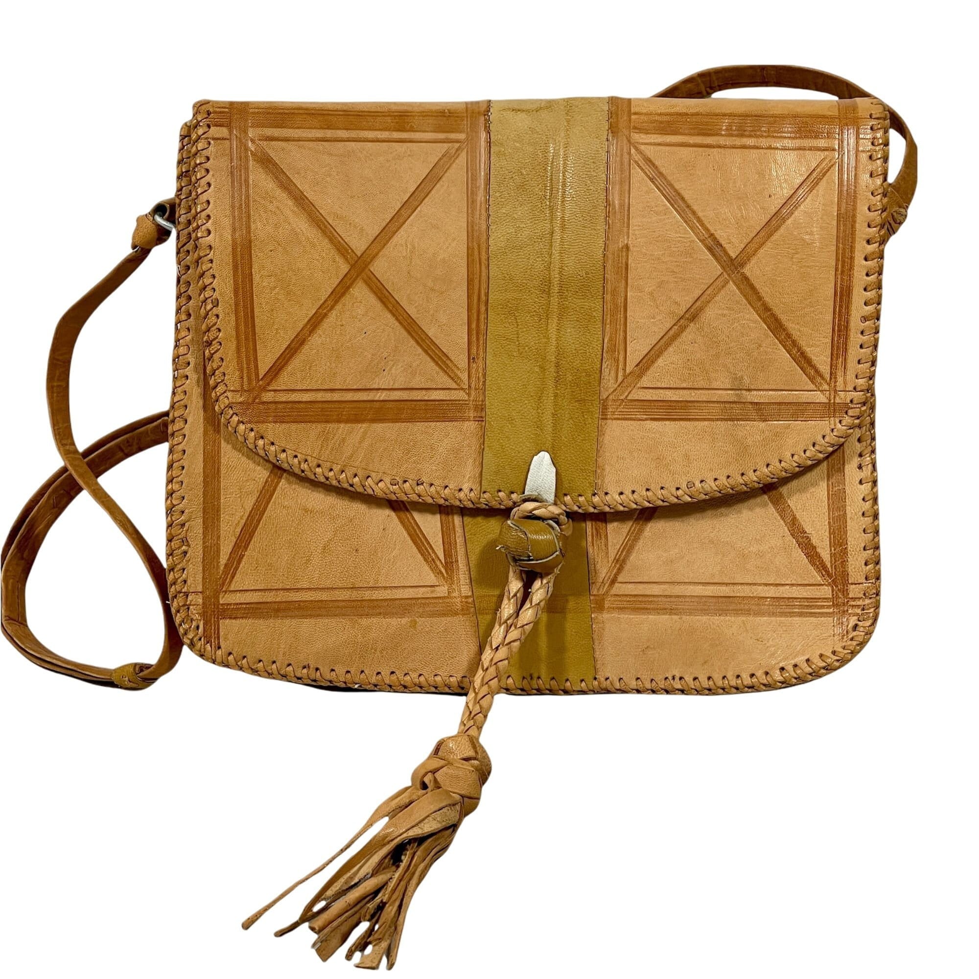 Vintage Western Hand Tooled Leather Saddlebag Purse / Hand Stitched ...