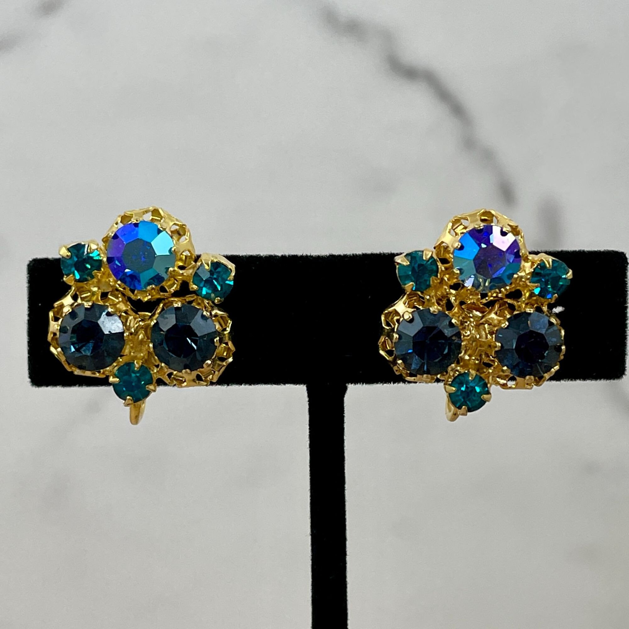 Vintage 1950s STAR Rhinestone Triad Earrings Made in Austria / MINT ...