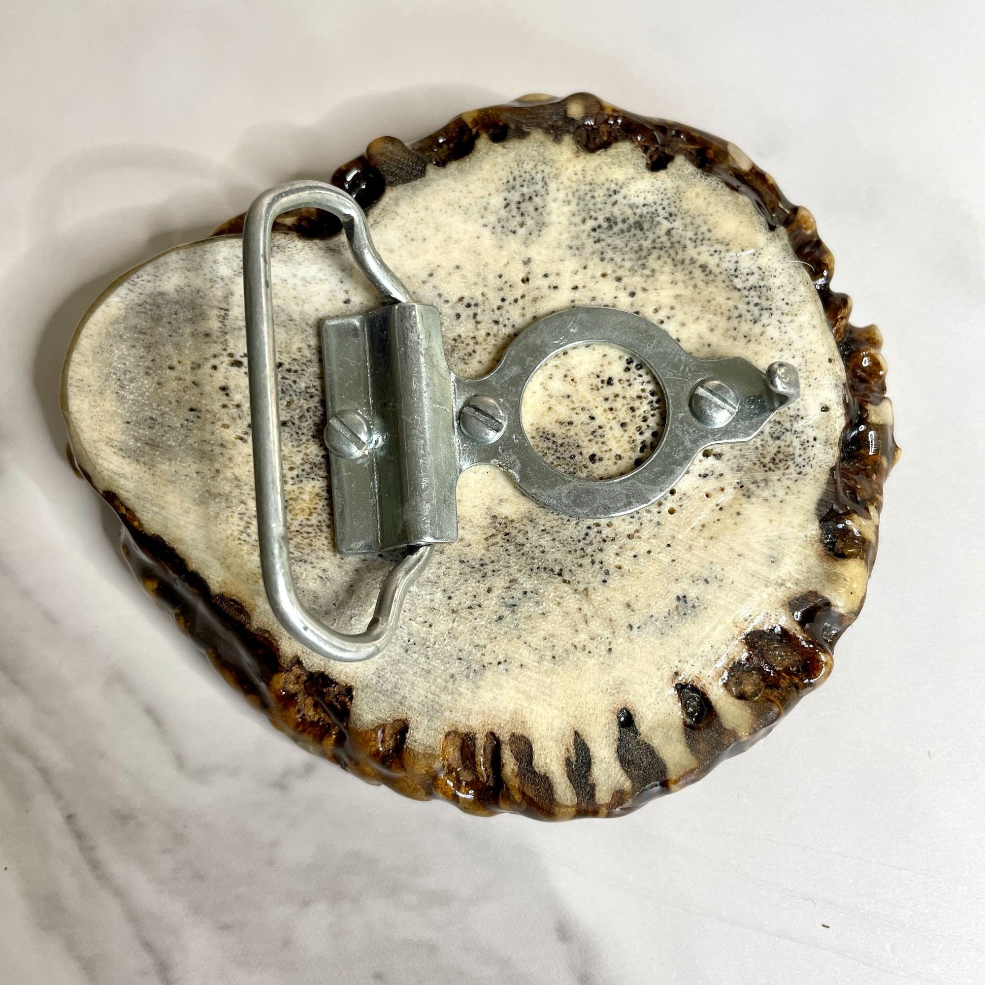 Hand Painted Vintage Antler Burr Belt Buckle / Large Elk Design, Man's ...