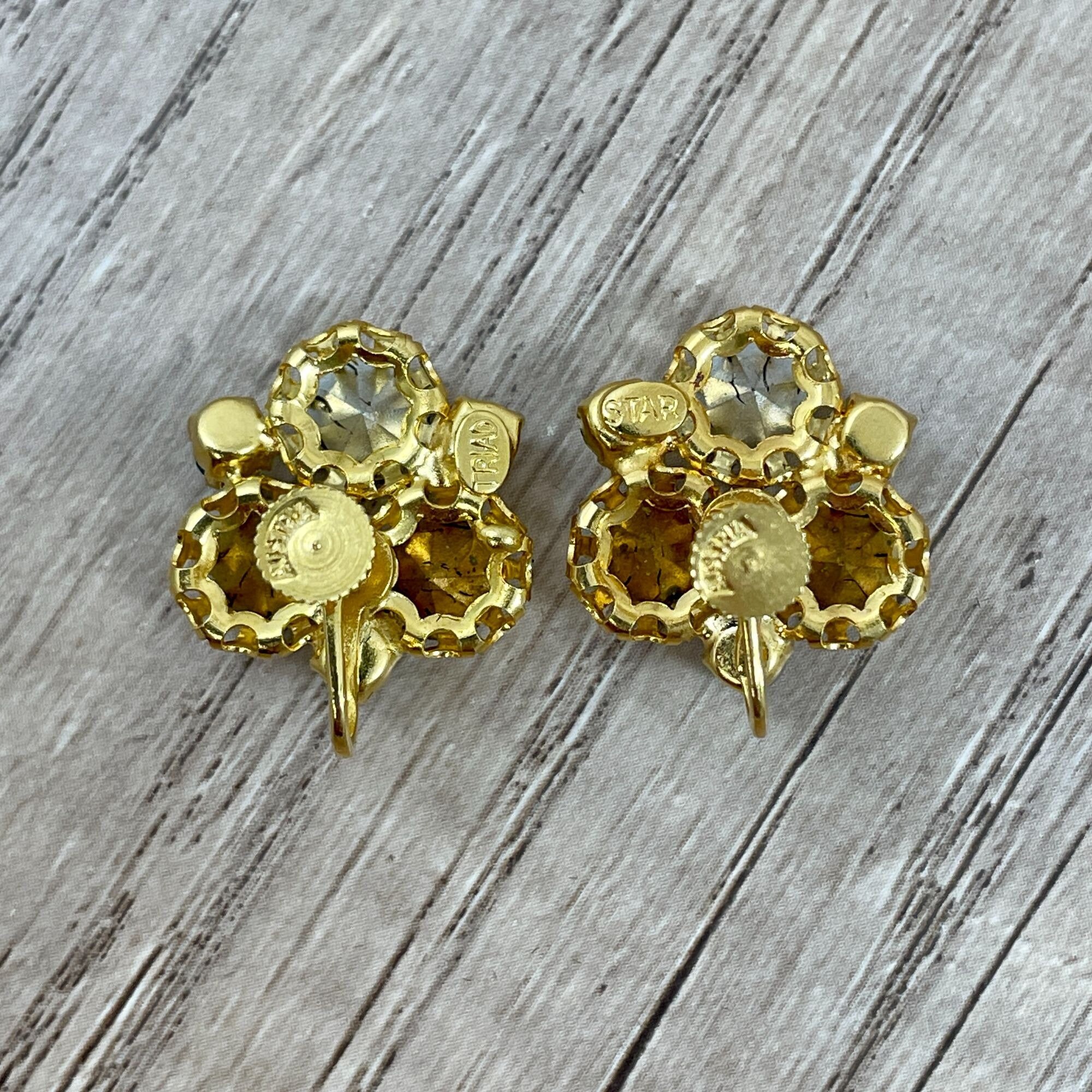 Vintage 1950s STAR Rhinestone Triad Earrings Made in Austria / MINT ...