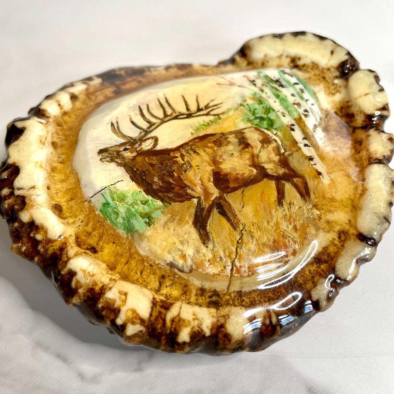 Hand Painted Vintage Antler Burr Belt Buckle / Large Elk Design, Man's ...