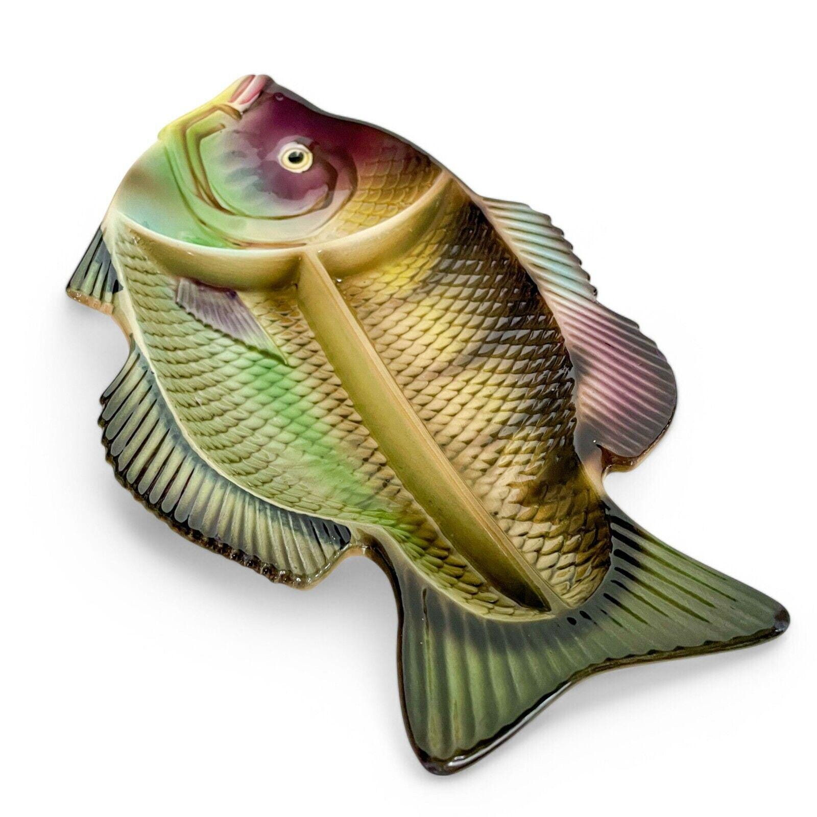 Vintage Realistic Japan Fish Platter / Hand-painted Ceramic Bass Fish ...