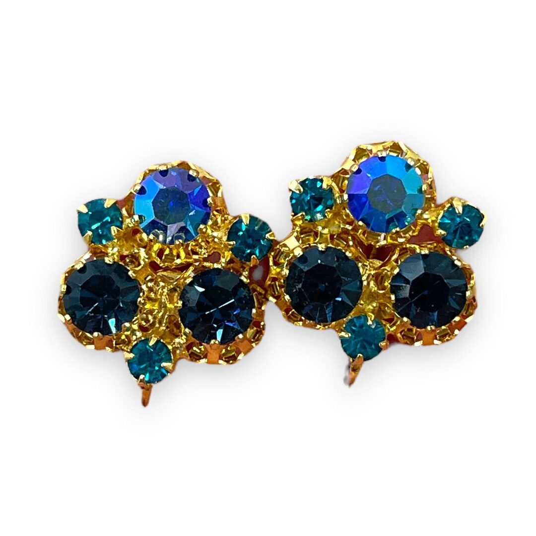 Vintage 1950s STAR Rhinestone Triad Earrings Made in Austria / MINT ...