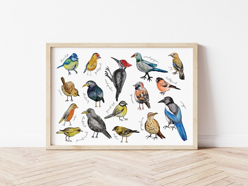 British Garden Birds Poster - Watercolour Wildlife Download - Etsy