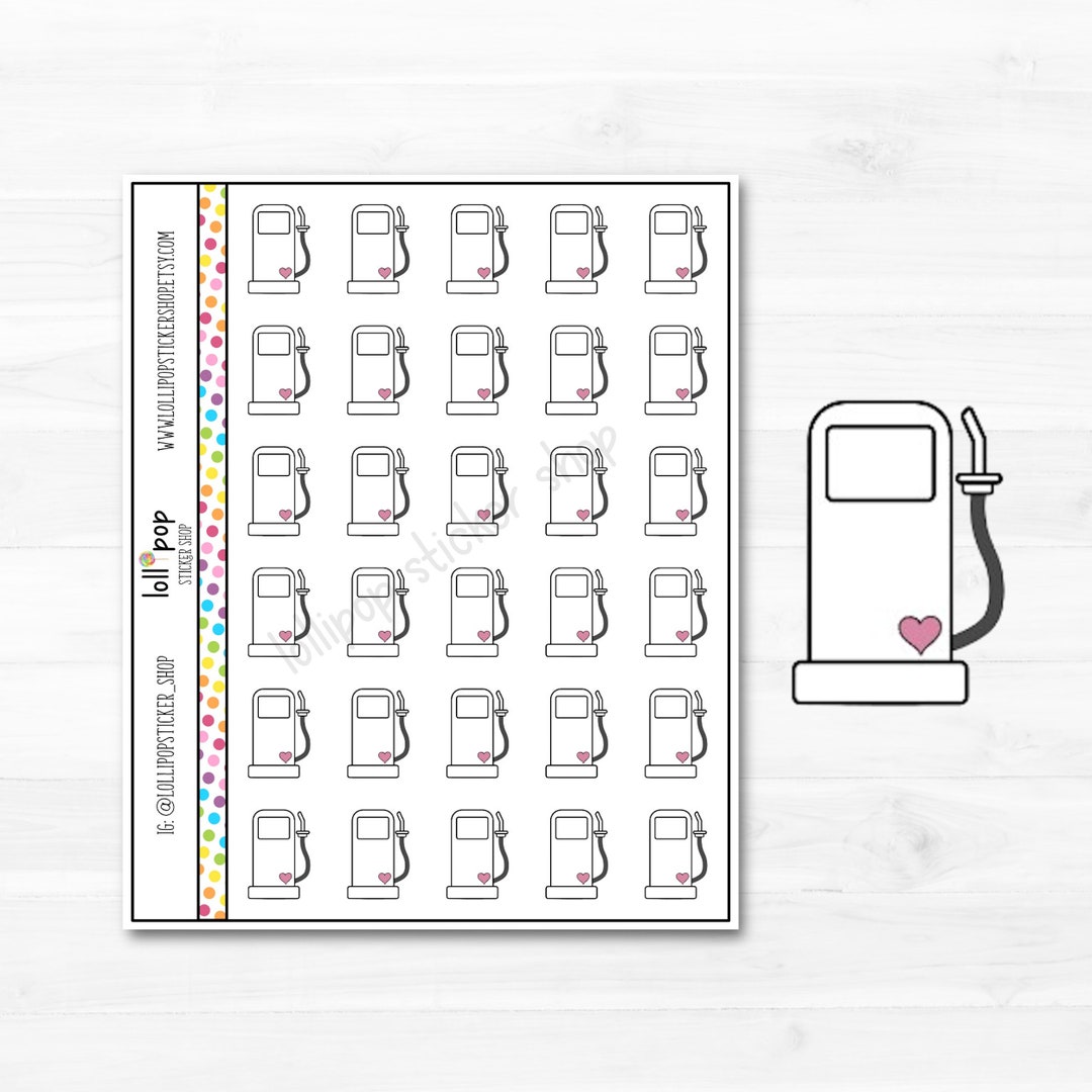 Doodle Gas Pump Planner Stickers: Minimalist Fuel Stickers - Etsy