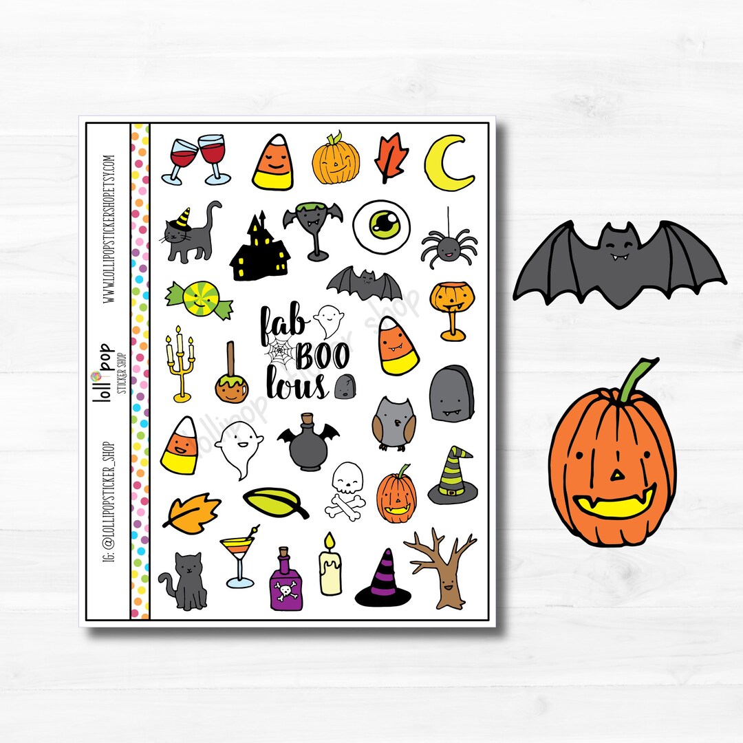 Doodle Halloween Planner Stickers for Any Planner, Erin Condren, Happy ...