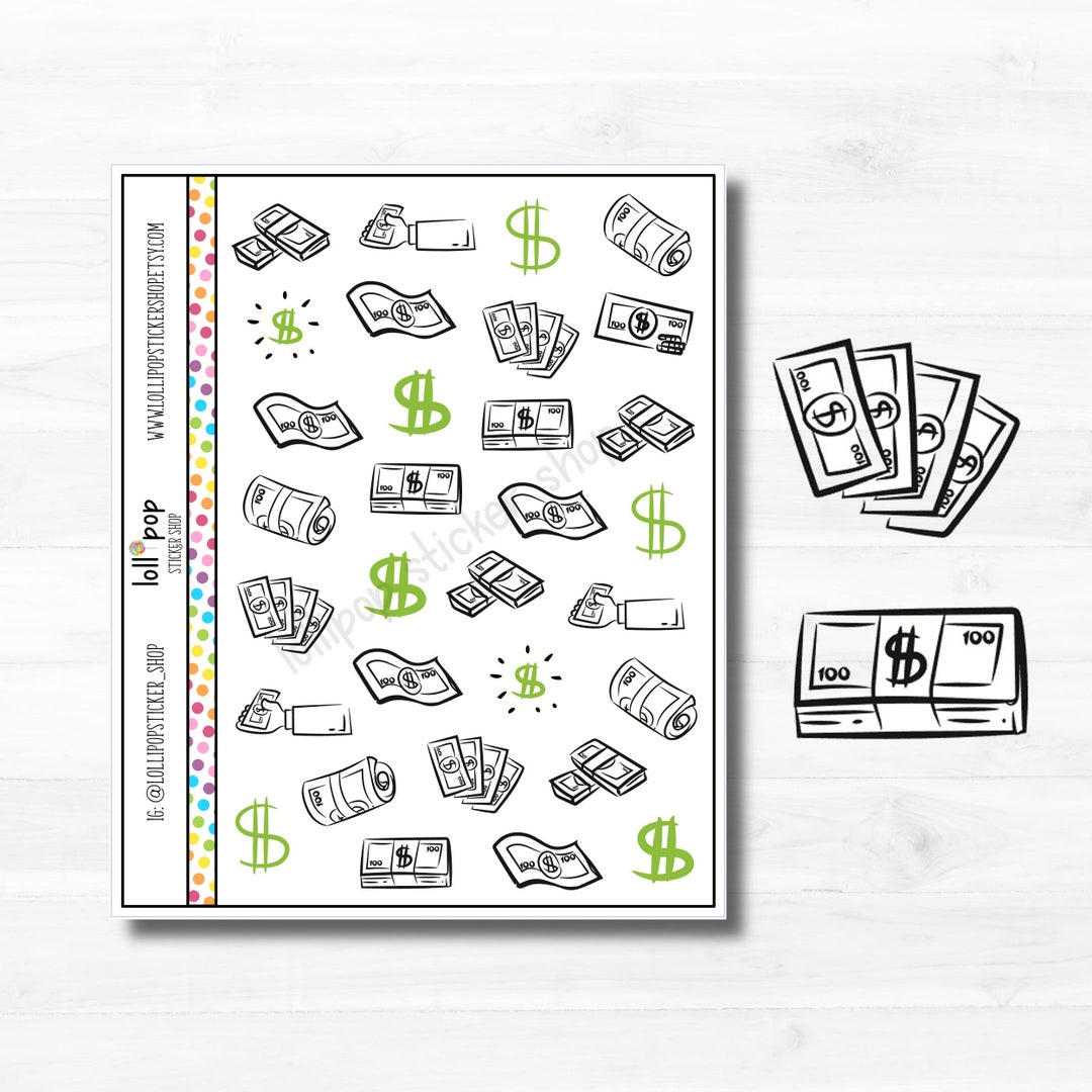 Doodle Money Planner Stickers: Pay Day, Cash, Bank (matte or Glossy) - Etsy