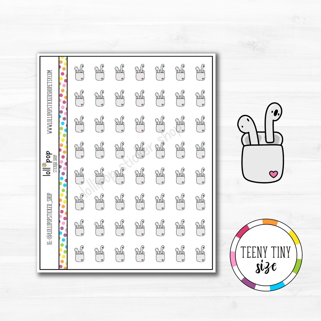 Teeny Tiny Ear Buds Planner Stickers for Any Planner, TN, Erin Condren ...