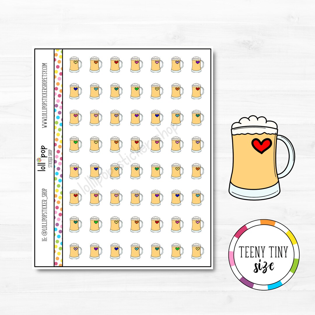 Teeny Tiny Beer Mug Planner Stickers for Any Planner, Erin Condren ...