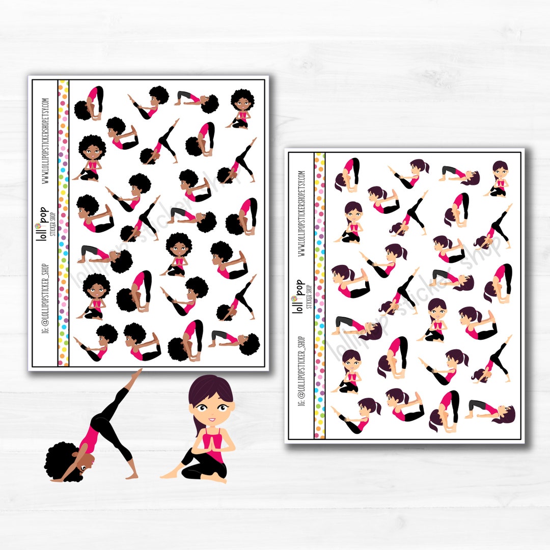 Yoga Girl Planner Stickers: Pilates, Workout, Exercise (matte or Glossy ...