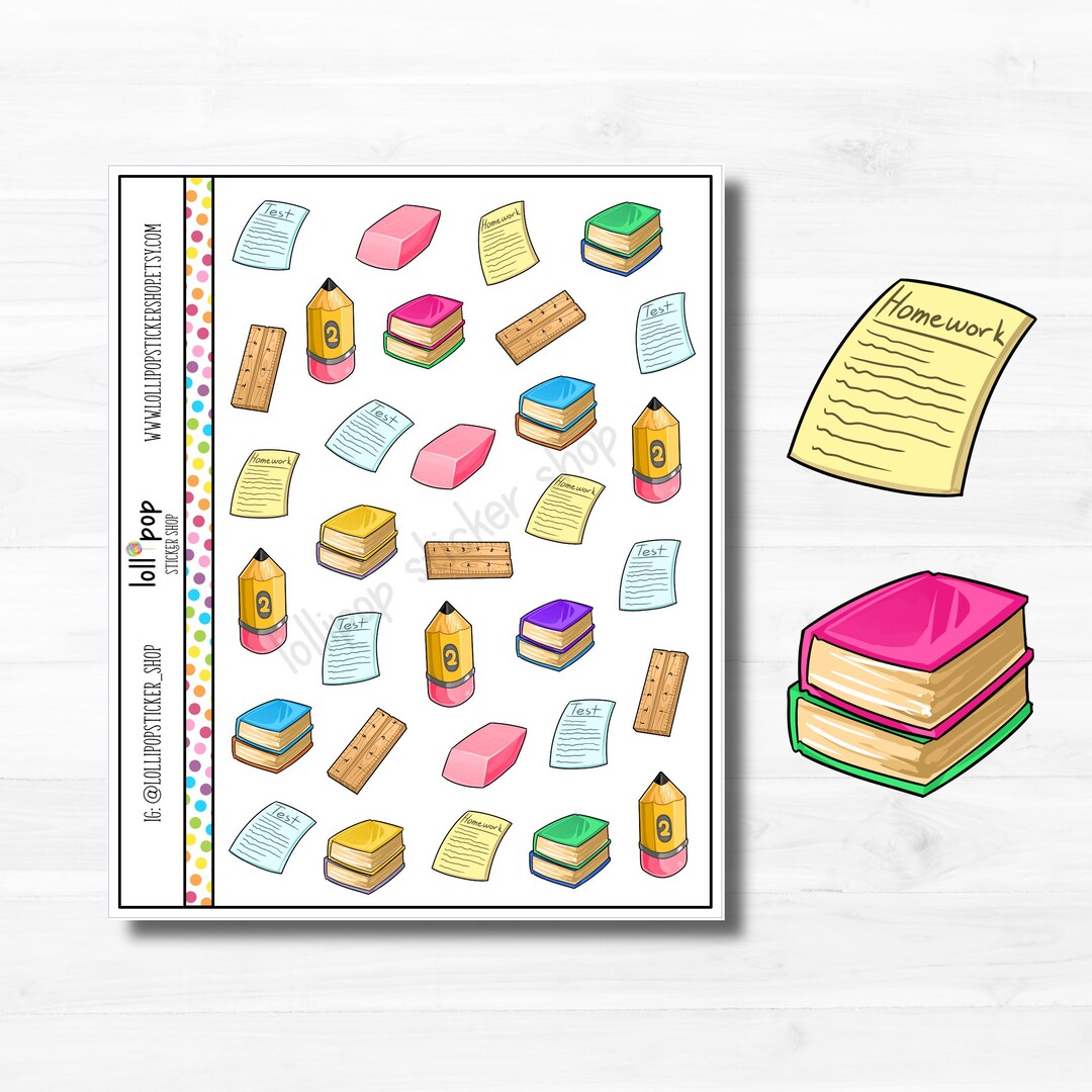 Kawaii Test & Homework Planner Stickers for Any Planner or Journal ...