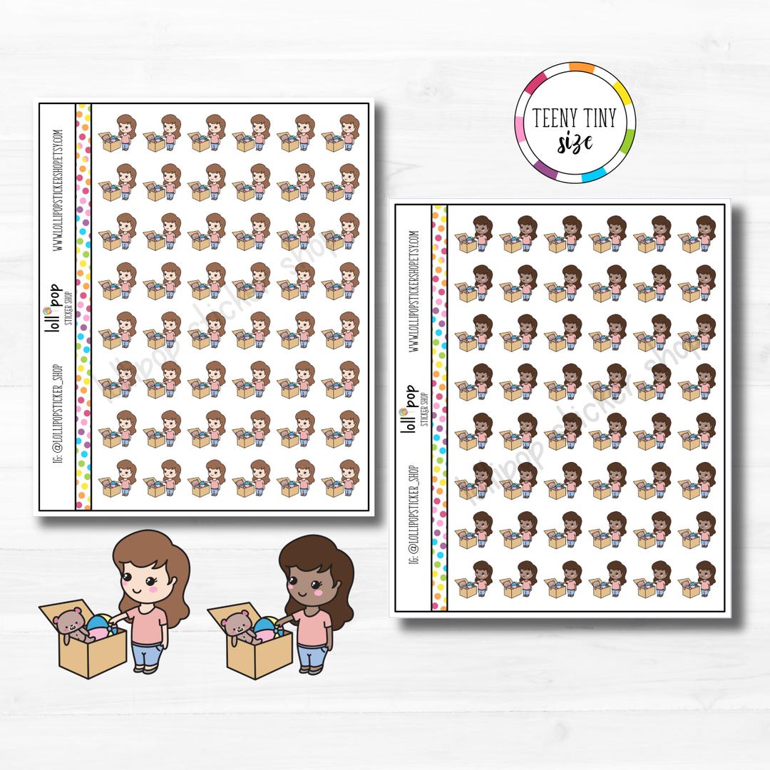 Teeny Tiny Girl Packing Planner Stickers: Declutter Character Stickers ...