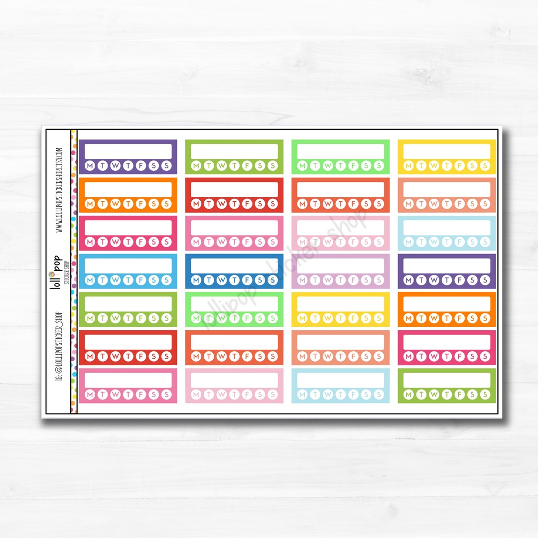 Multi Color Habit Tracker Planner Stickers: Quarter Box, Functional ...