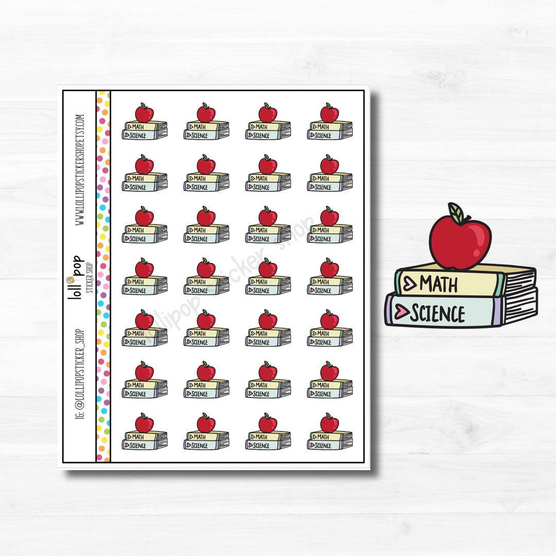 Doodle School Books Planner Stickers for Any Planner, Erin Condren ...