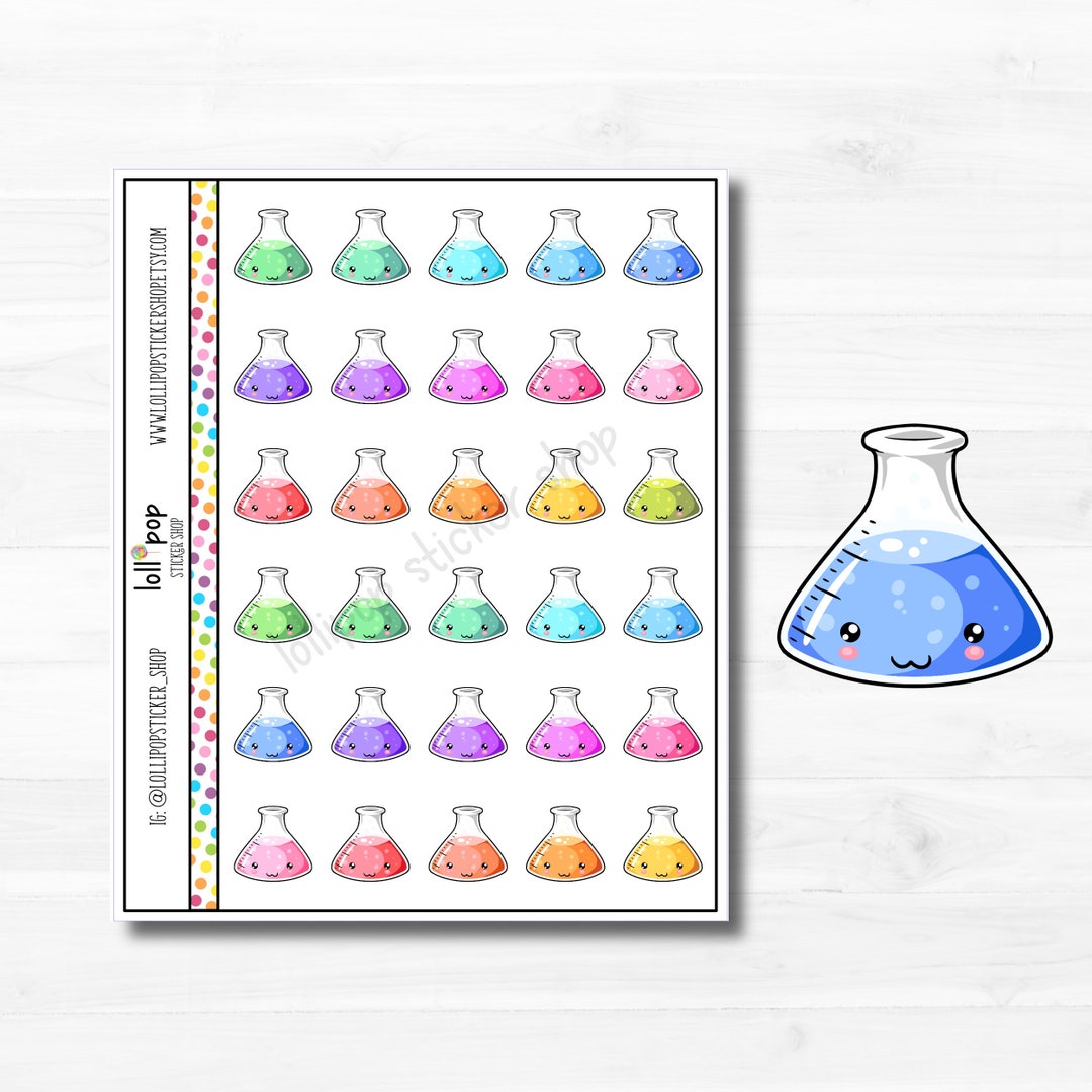 Kawaii Science Beaker Planner Stickers for Any Planner, Erin Condren ...