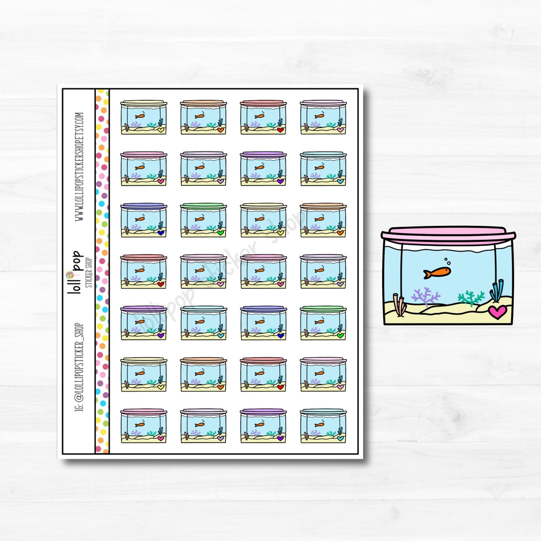 Doodle Fish Tank Planner Stickers for Any Planner, Erin Condren, Happy ...