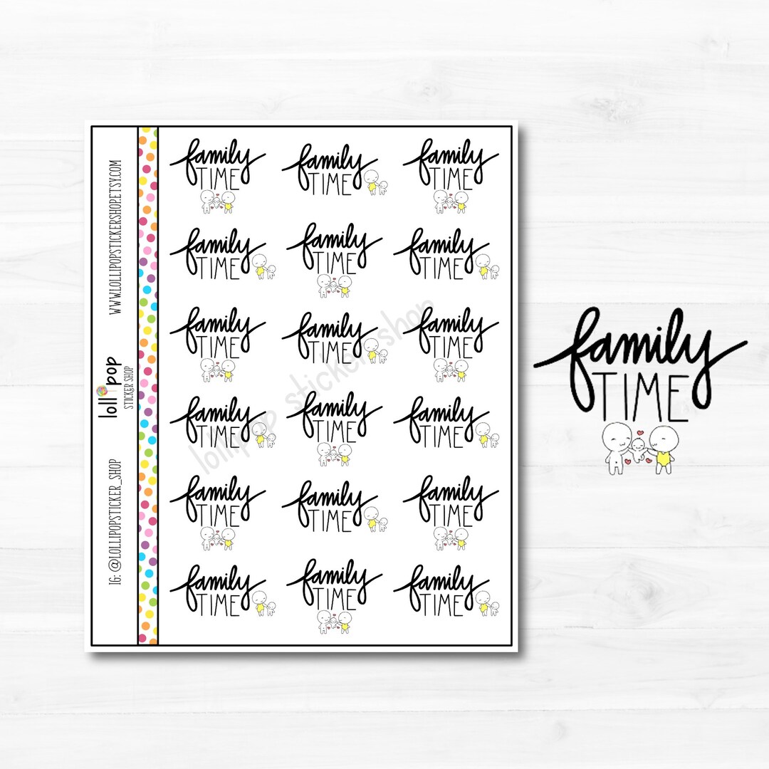 Family Time Text Planner Stickers for Any Planner, Erin Condren, Happy ...