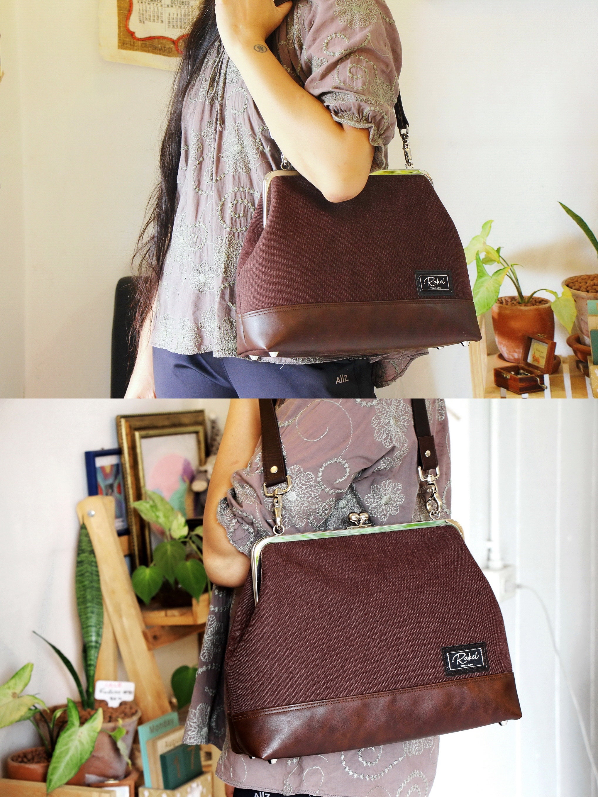 Kiss Lock Bag Shoulder Bag Large Kiss Lock Bag - Etsy