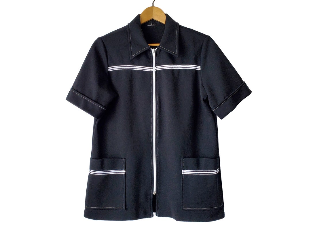 Vintage Diner Blouse | Waitress Uniform Shirt | Black & White Mod Top ...