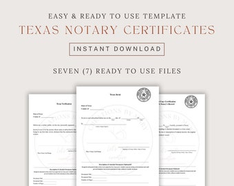 State of Texas-three Notary Certificates: Acknowledgment, Jurat, Notary ...