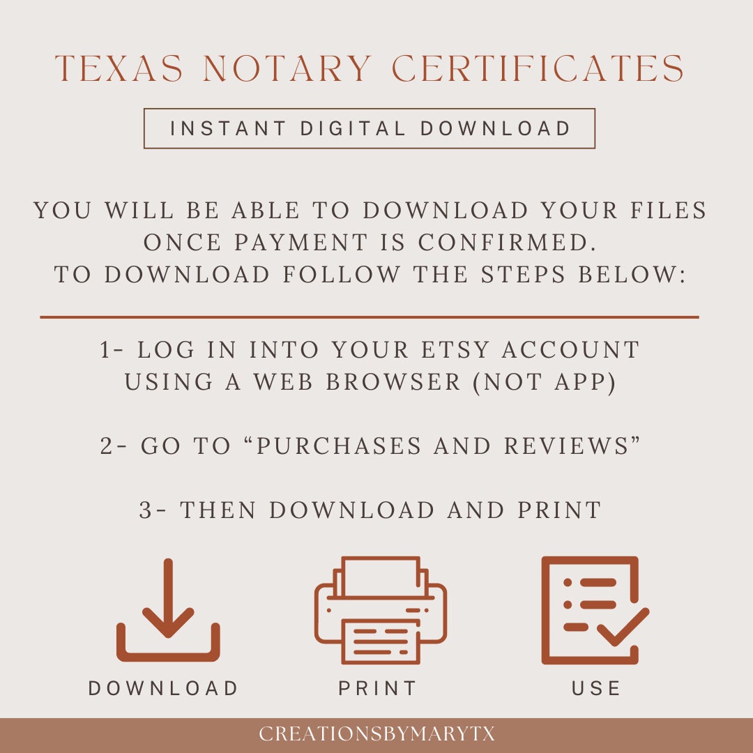 Texas Notary Certificates - Etsy