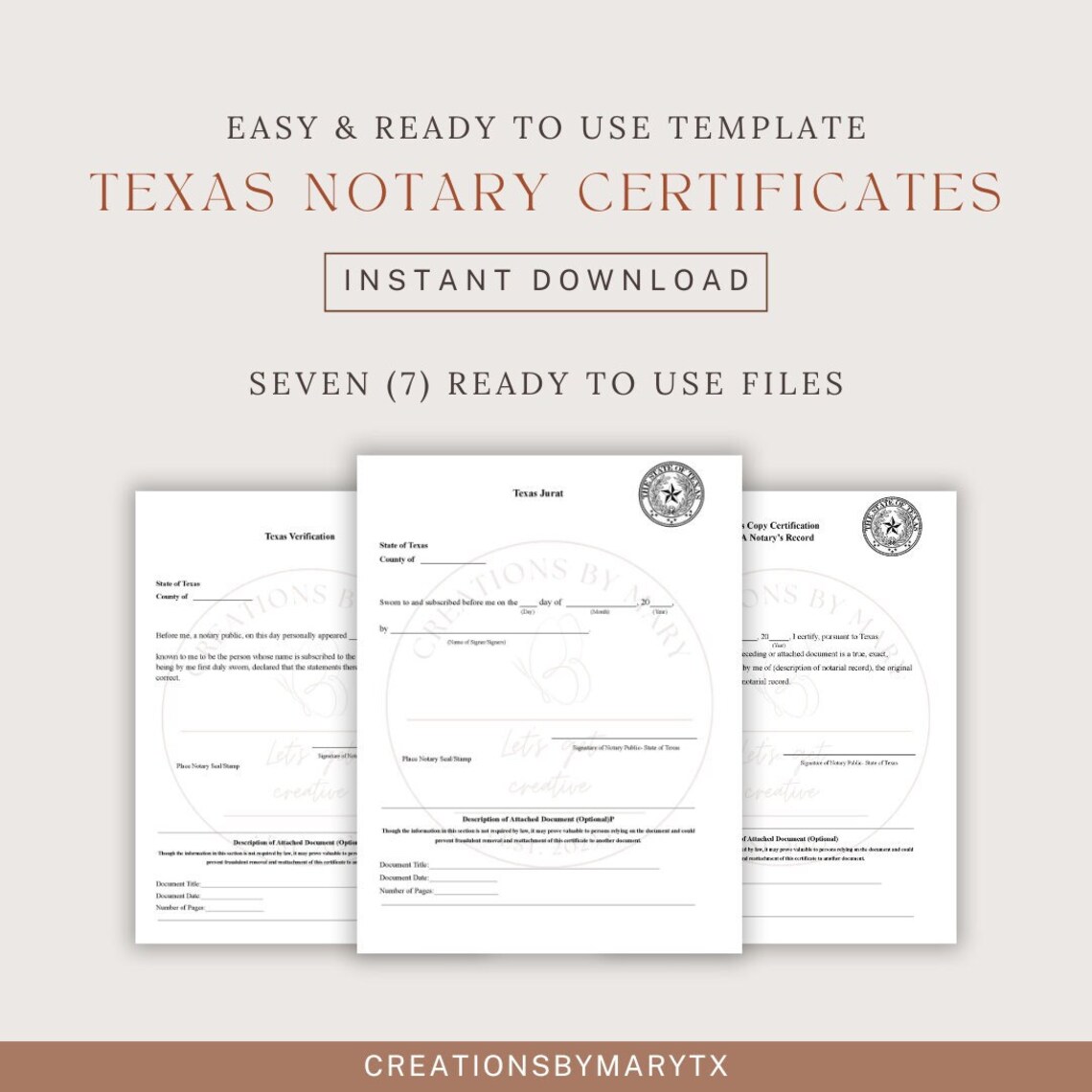 Texas Notary Certificates - Etsy