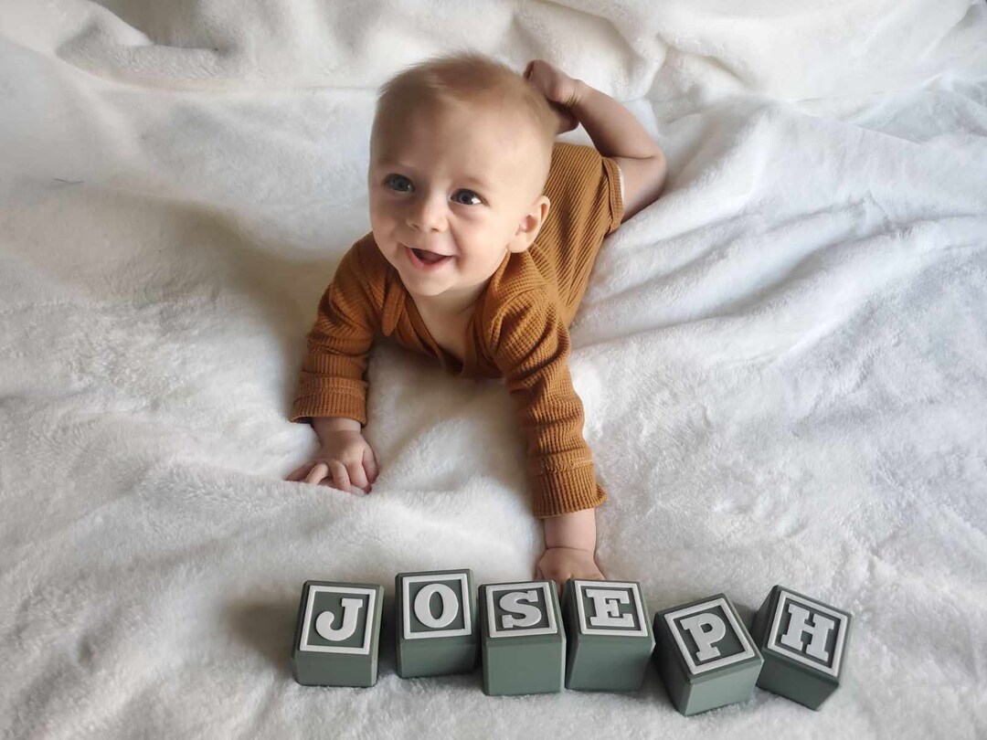 Personalized Sage Green Baby Blocks: 3D Printed Nursery Decor - Etsy