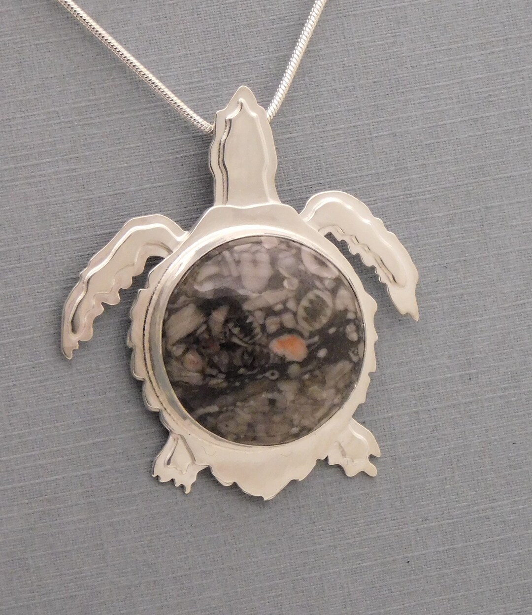 Unique Sterling Silver Kemp's Ridley Sea Turtle Pendant With a ...
