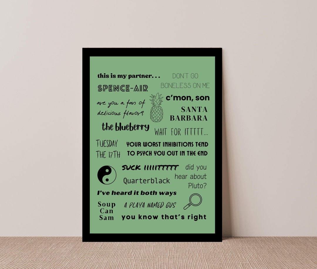 Green Psych TV Show Wall Art, Psych Print, Gift for Psych Fan, Psych TV ...