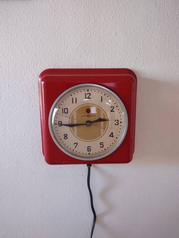 Vintage General Electric Red Kitchen Clock Working Retro Art - Etsy