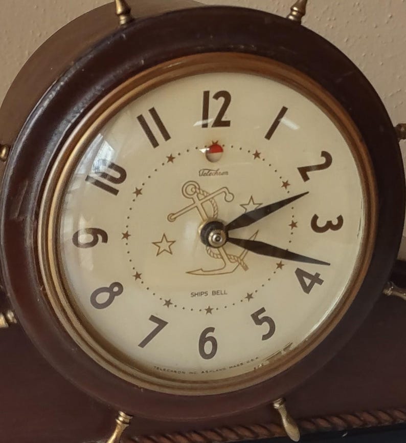 Telechron Ships Wheel Shelf Mantel Clock Converted to Quartz Battery ...