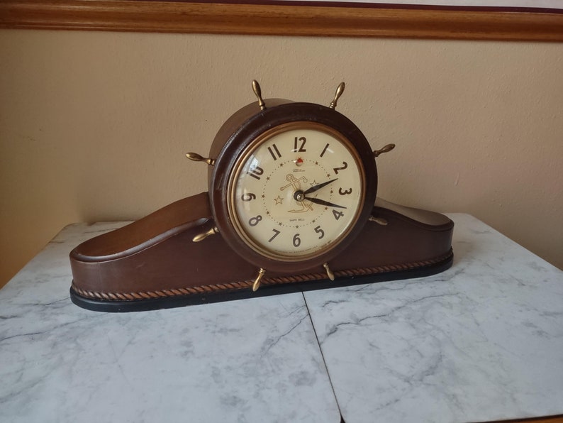 Telechron Ships Wheel Shelf Mantel Clock Converted to Quartz Battery ...