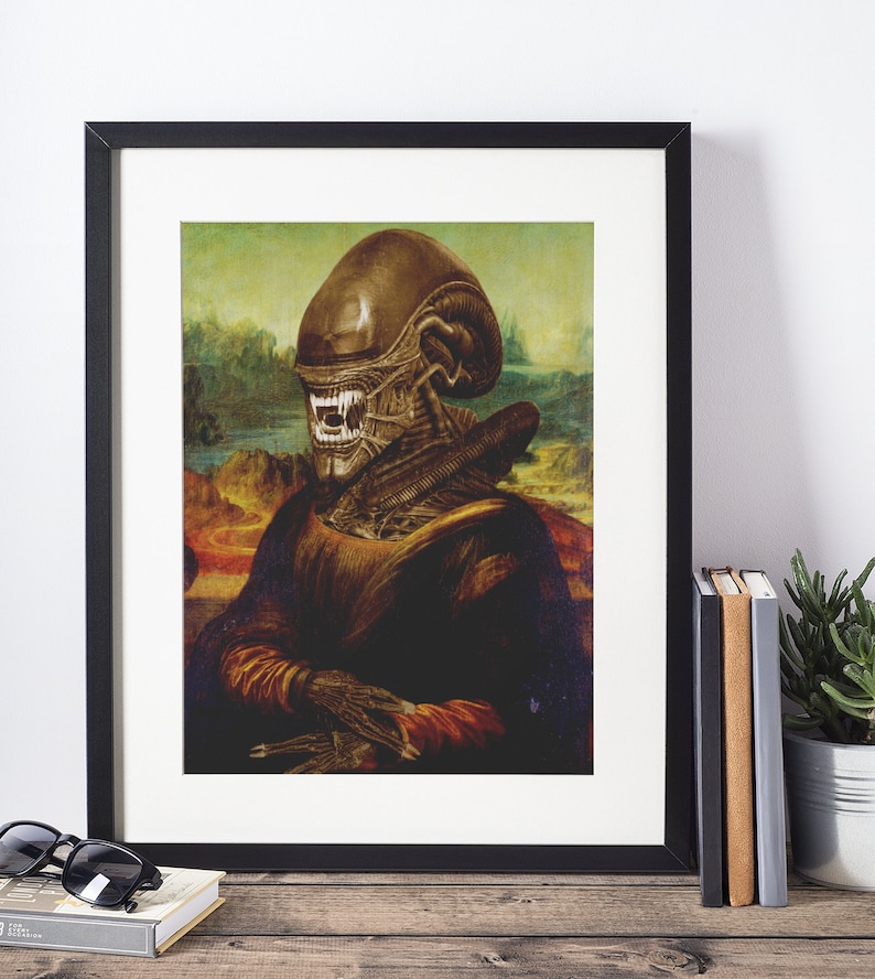 Mona Lisa Alien Xenomorph - Da Vinci Canvas Print Art Gift Wall Home ...